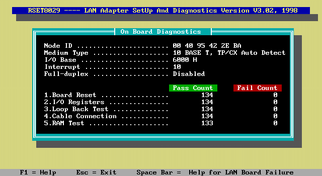 Network card Diagnostics